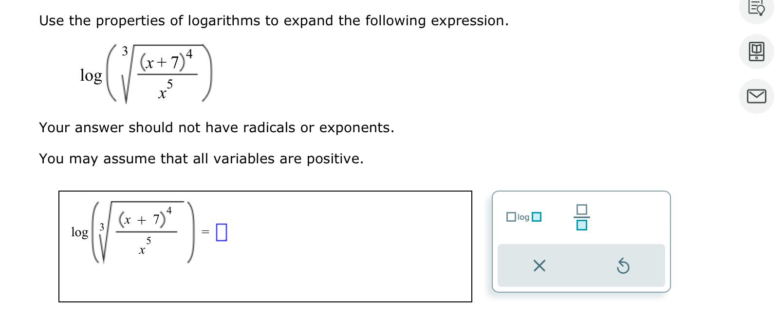Solved Use the properties of logarithms to expand the | Chegg.com