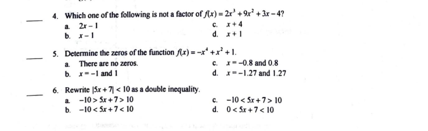Solved 4. Which one of the following is not a factor of | Chegg.com