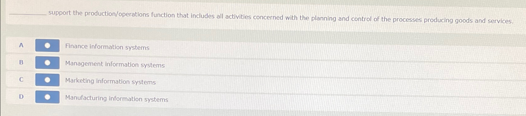 Solved support the production/operations function that | Chegg.com