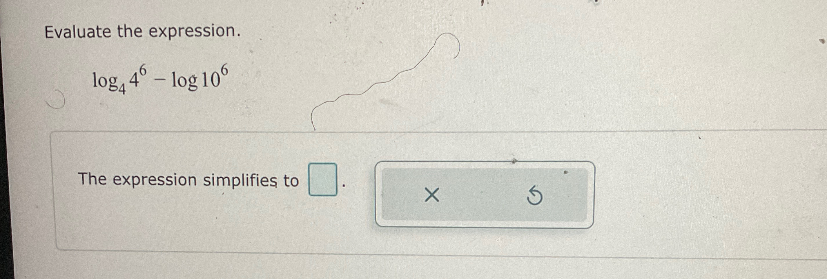 Solved Evaluate the expression.log446-log106The expression | Chegg.com