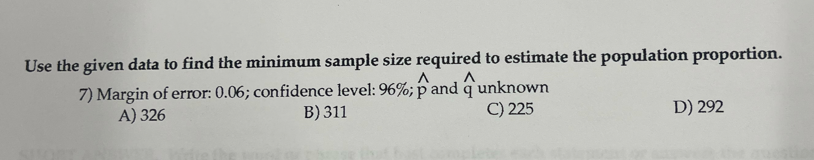 Use the given data to find the minimum sample size | Chegg.com