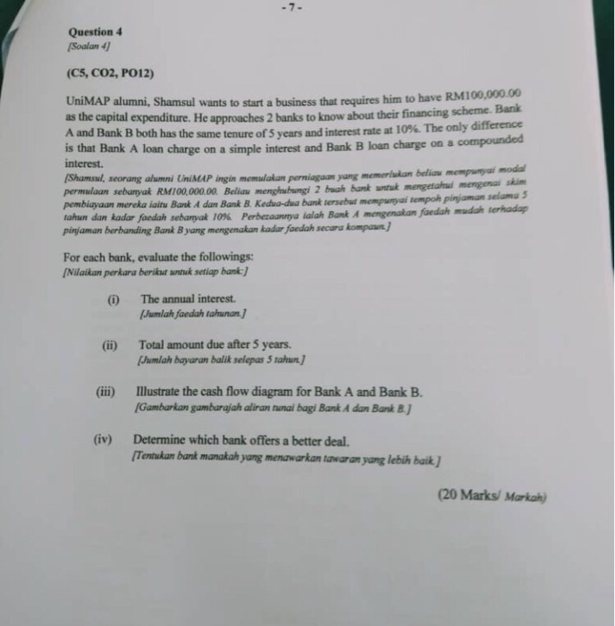 Solved Question 4 (Soalan 47 (C5, CO2, PO12) UNIMAP alumni. | Chegg.com