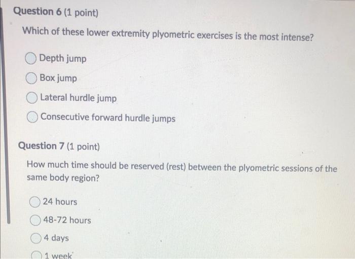 Solved Which of these lower extremity plyometric exercises | Chegg.com