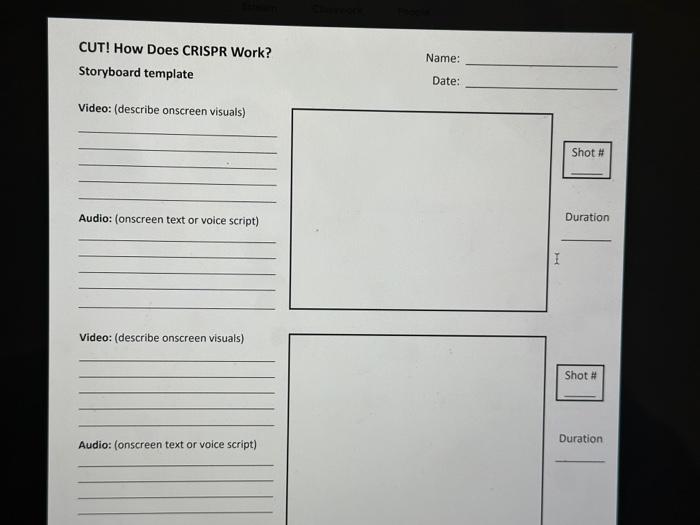CUT! How Does CRISPR Work? Name: Storyboard template | Chegg.com