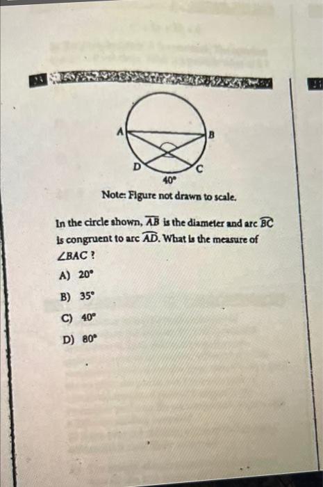 Solved B D с 40 Note: Figure not drawn to scale. In the | Chegg.com