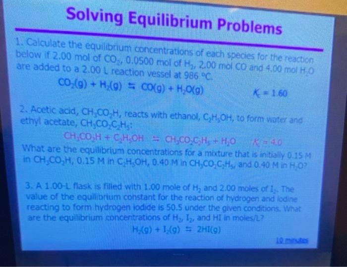 Solved Solving Equilibrium Problems Calculate the | Chegg.com
