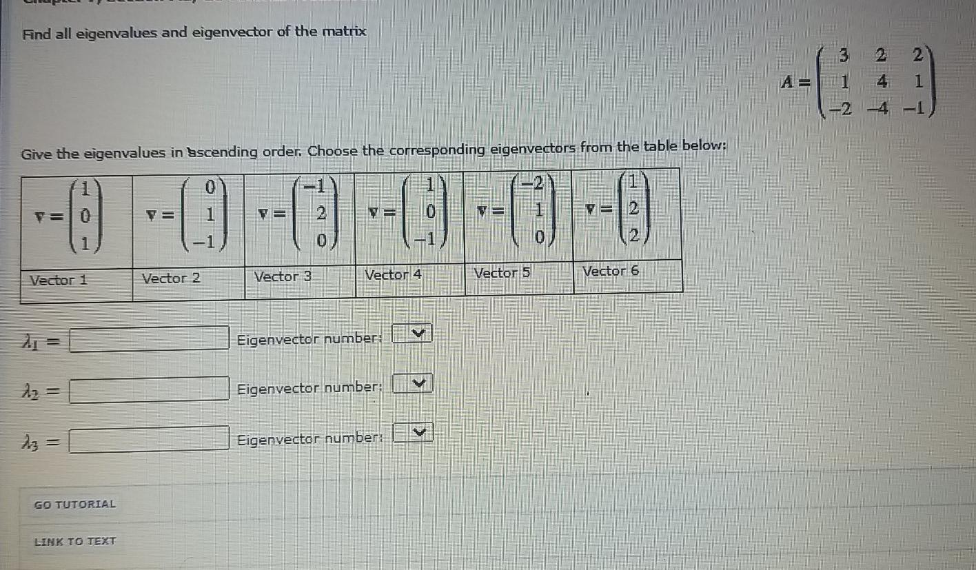Solved Find all eigenvalues and eigenvector of the matrix 1 | Chegg.com