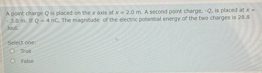 Solved A point charge Q ﻿is placed on the x ﻿axis at x=2.0m. | Chegg.com