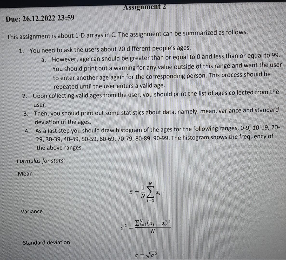 Solved This Assignment Is About 1 D Arrays In C The