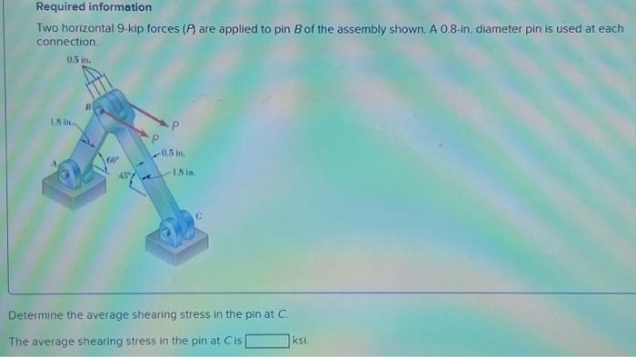 Solved Two horizontal 9-kip forces (P are applied to pin B | Chegg.com