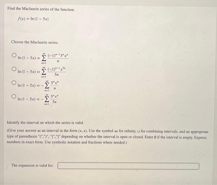 Solved Find the Maclaurin series of the function. | Chegg.com