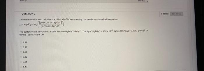 Solved QUESTION 2 3 points Drilona learned how to calculate | Chegg.com