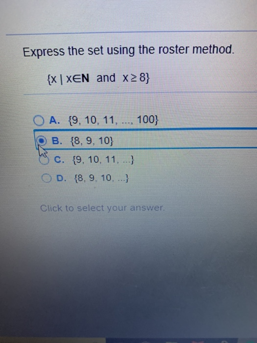Solved: Express The Set Using The Roster Method. {X | XEN ... | Chegg.com