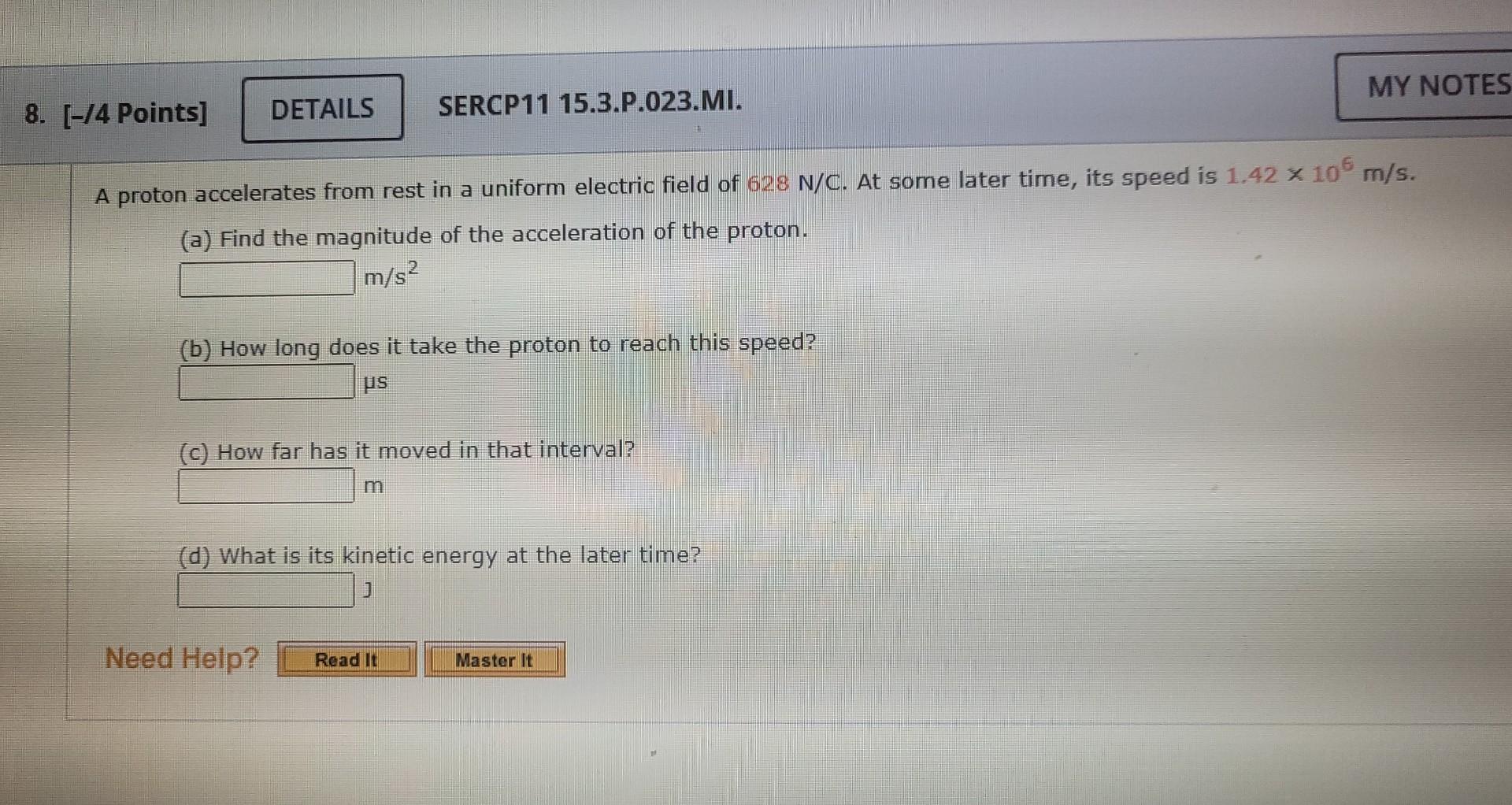 Solved A Proton Accelerates From Rest In A Uniform Electric