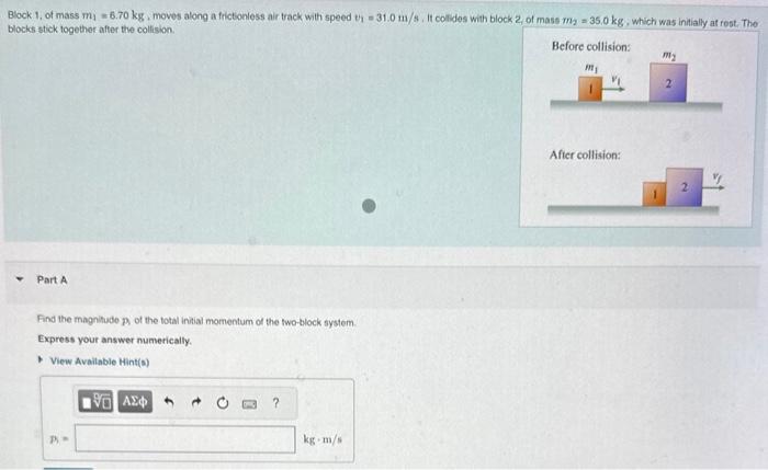 Solved k1, of mass m1=6.70 kg. moves along a frictonless air | Chegg.com