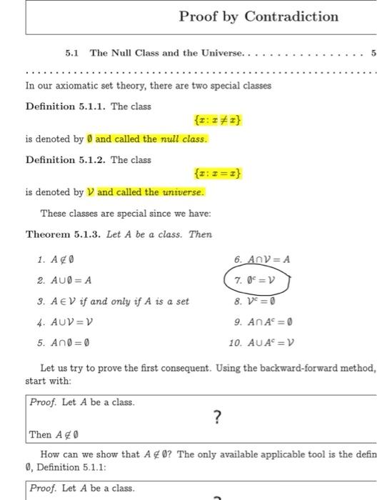 Solved 5.1 The Null Class and the Universe. . . . . . . . . | Chegg.com