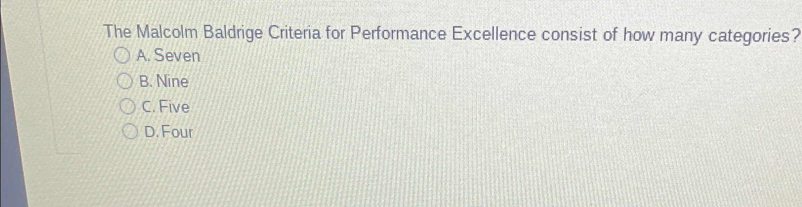 Solved The Malcolm Baldrige Criteria for Performance | Chegg.com