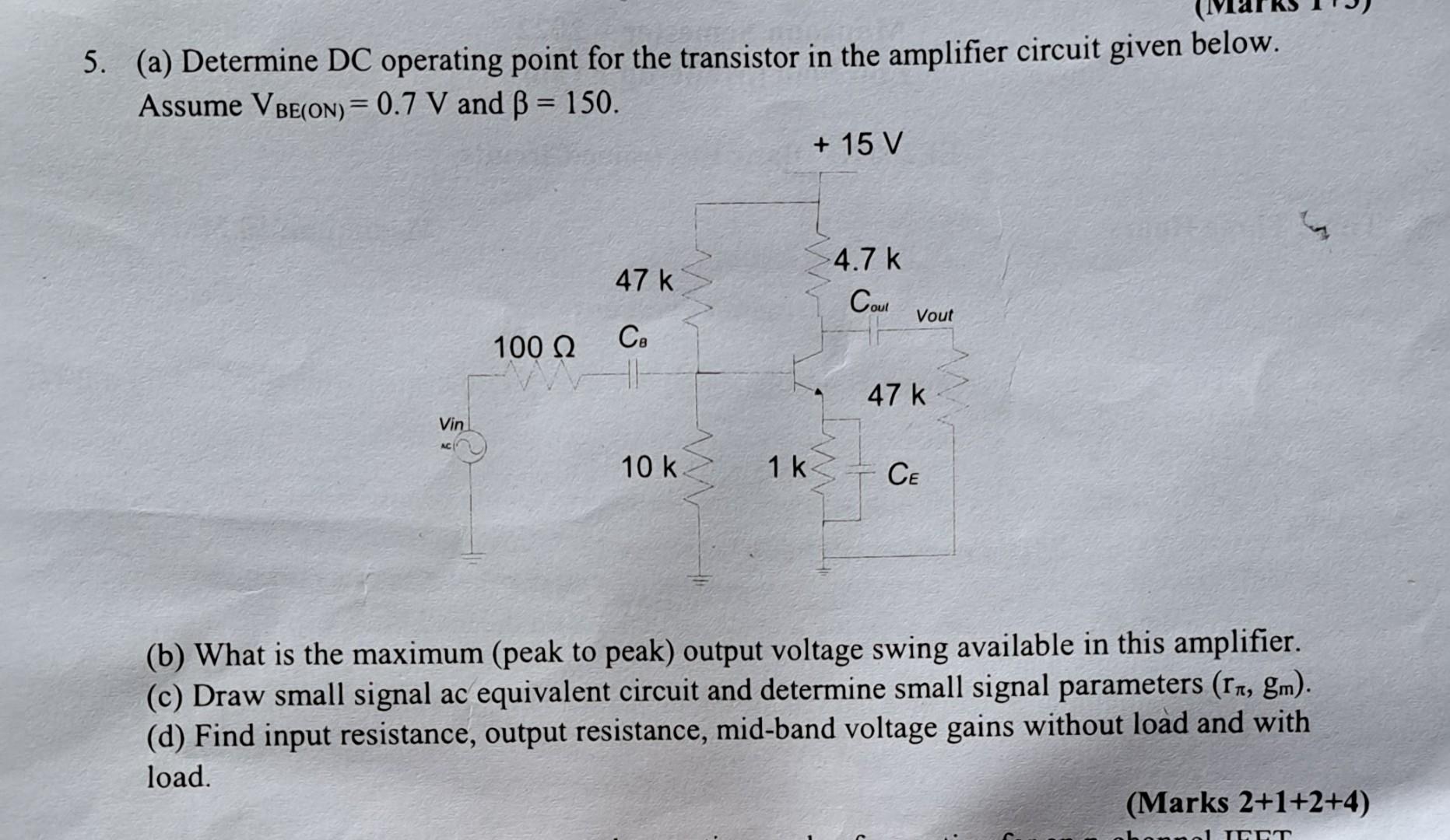Solved 5. (a) Determine DC operating point for the | Chegg.com