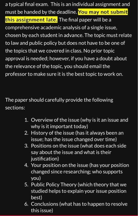 a typical final exam. This is an individual | Chegg.com