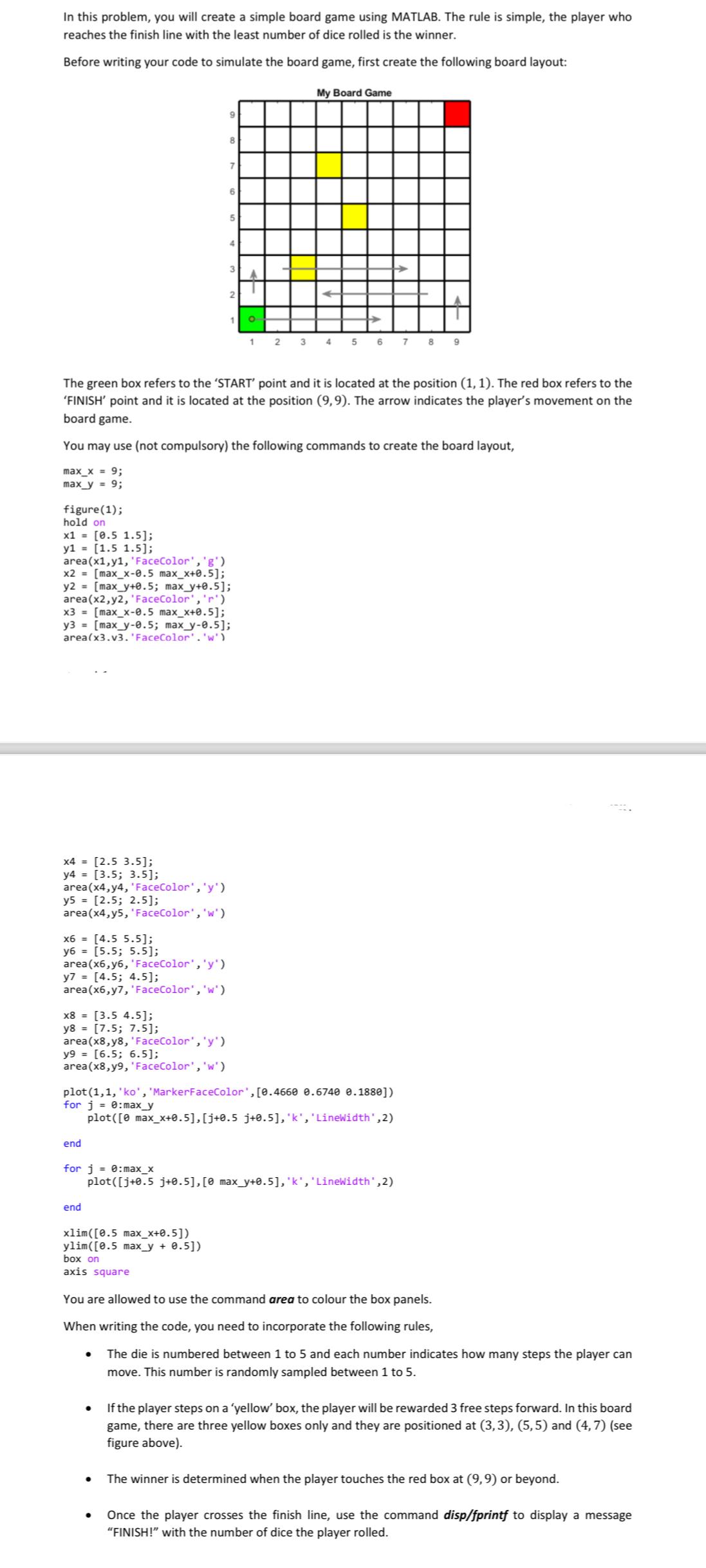 Solved In this problem, you will create a simple board game | Chegg.com