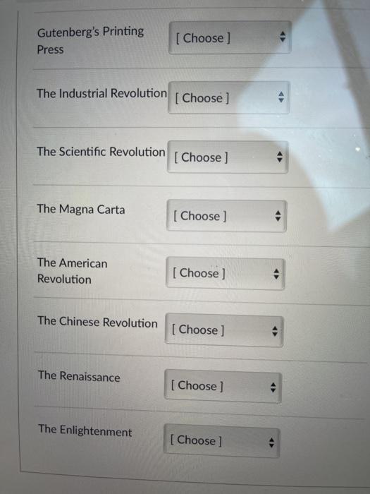 Solved what is the correct order of events from oldest to | Chegg.com