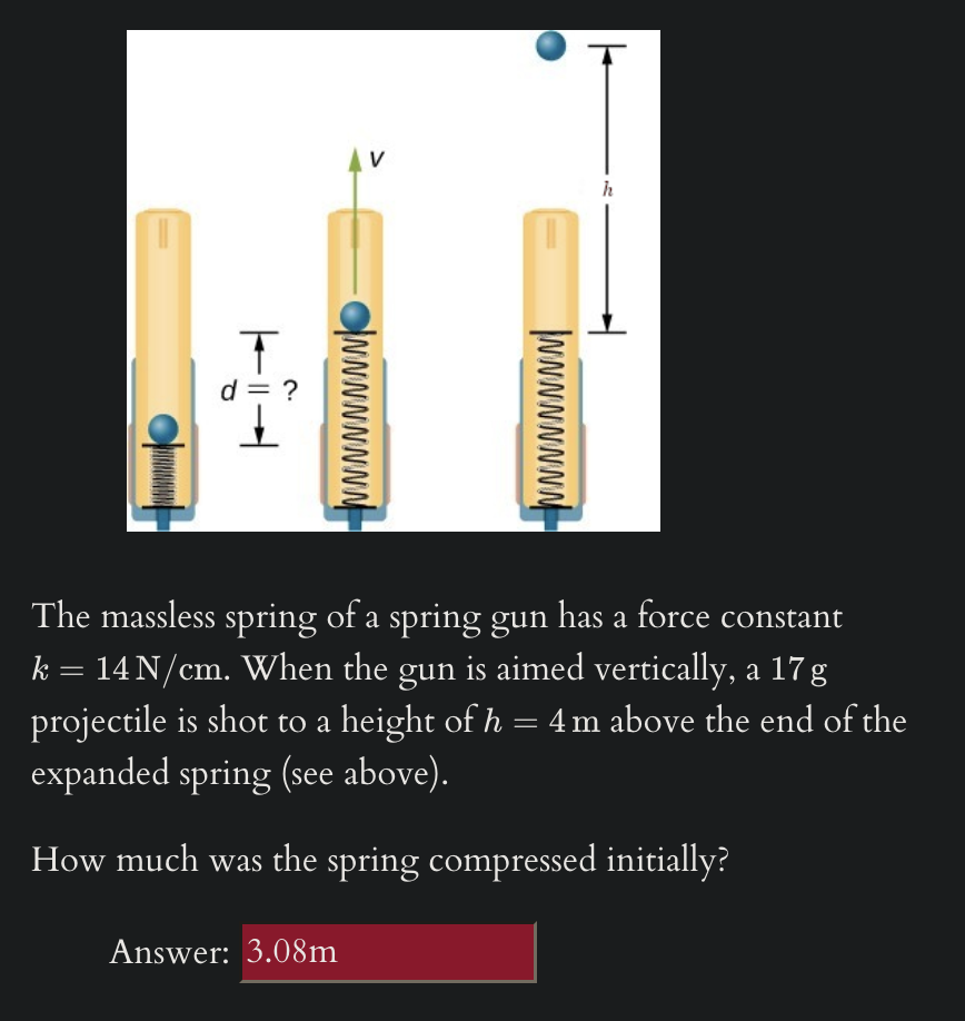 Solved The massless spring of a spring gun has a force | Chegg.com