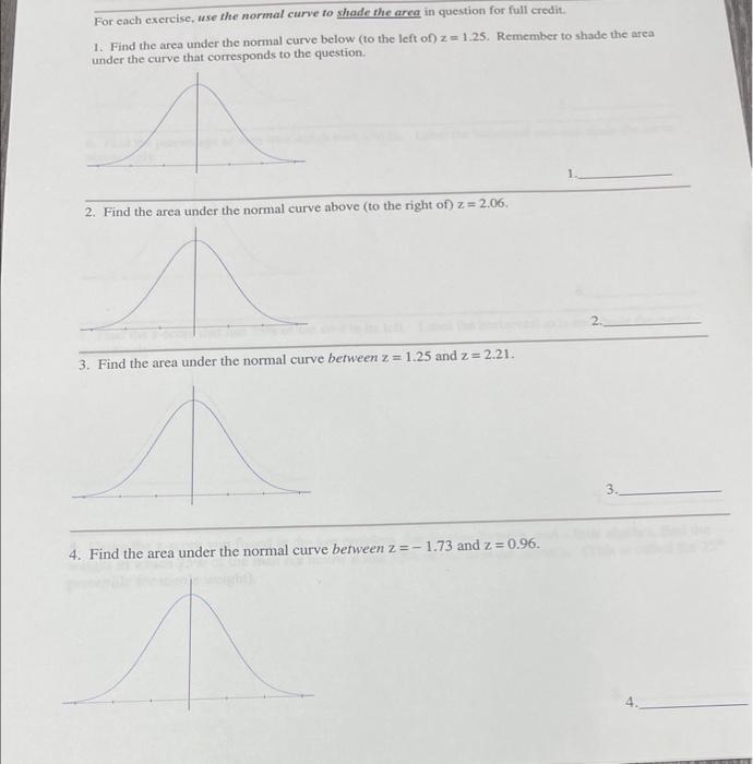 Solved 1. Find the area under the normal curve below (to the | Chegg.com