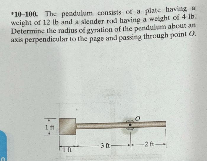 Solved *10-100. The pendulum consists of a plate having a | Chegg.com
