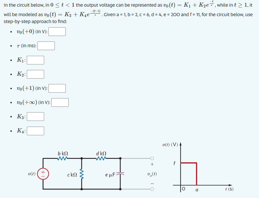Solved In the circuit below, in 0≤t