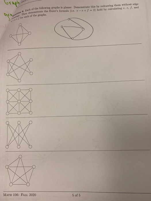 Solved Each Of The Following Graphs Is Planar Demonstrate 