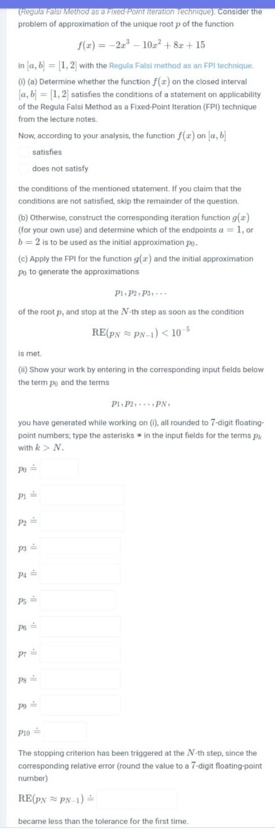 Solved (Regula Falsi Method as a Fixed-Point Iteration | Chegg.com