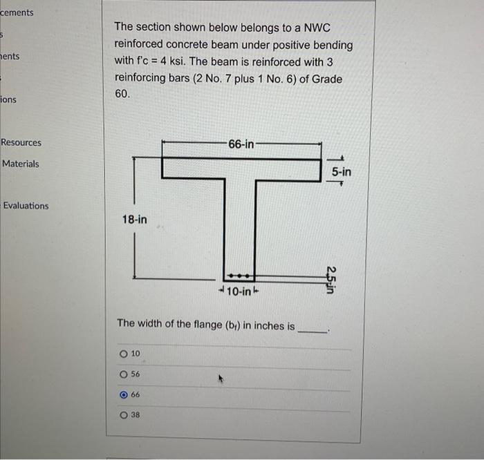 Solved The section shown below belongs to a NWC reinforced | Chegg.com