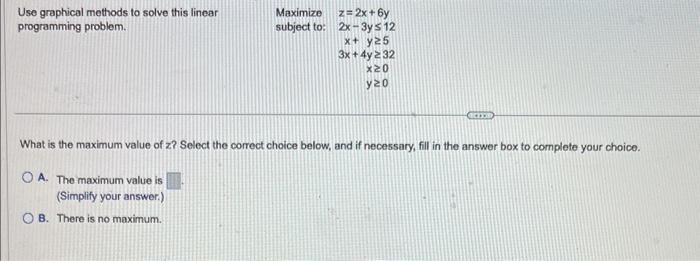 Solved Use graphical methods to solve this linear | Chegg.com