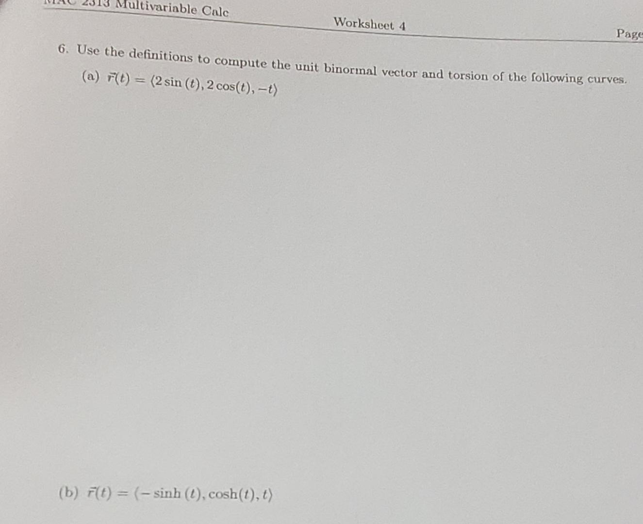 Solved Worksheet 4Page6. ﻿Use the definitions to compute the | Chegg.com