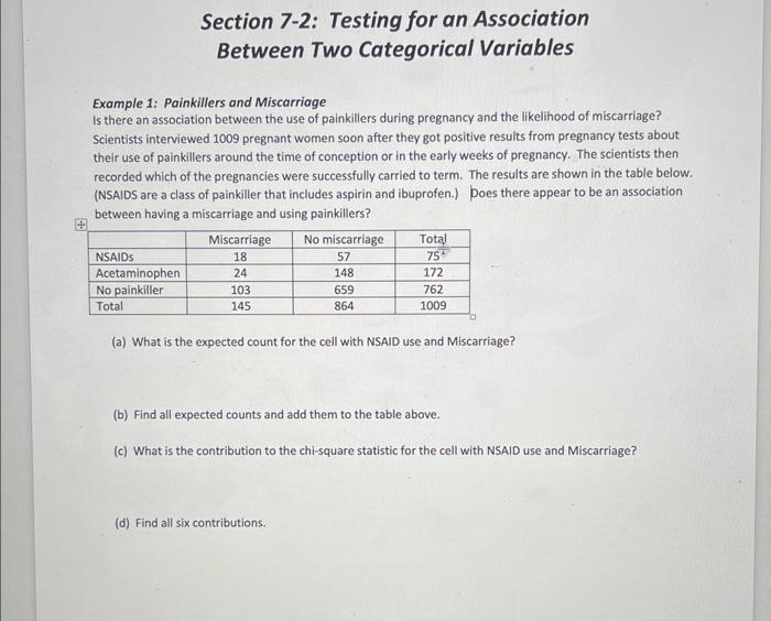 Solved Section 7-2: Testing for an Association Between Two | Chegg.com
