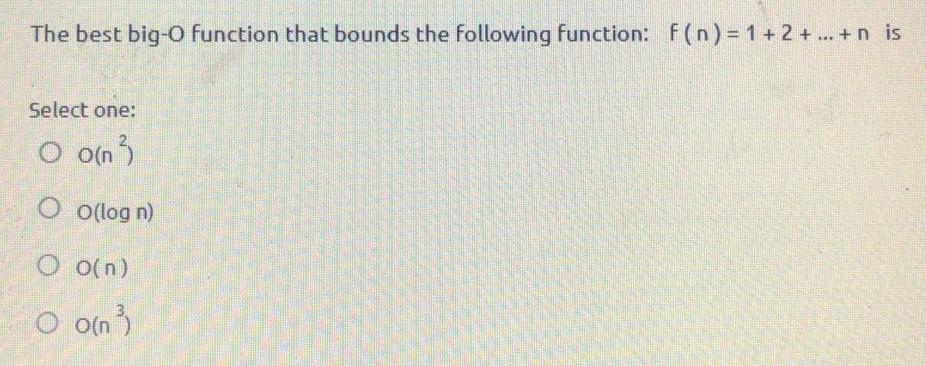 Solved The best big-o function that bounds the following | Chegg.com