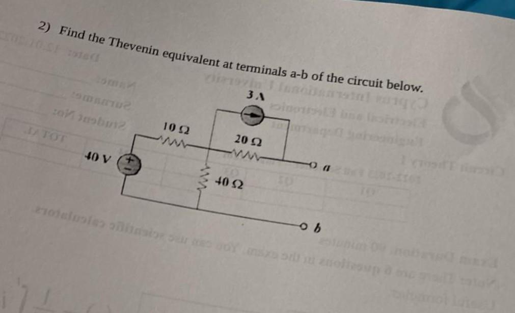 Solved 2) Find the Thevenin equivalent at terminals a-b of | Chegg.com