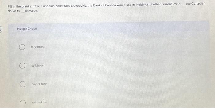 Solved 5 Fill in the blanks. If the Canadian dollar falls | Chegg.com