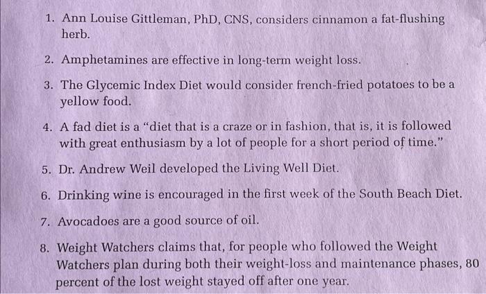 Solved 1. Ann Louise Gittleman, PhD, CNS, considers cinnamon | Chegg.com