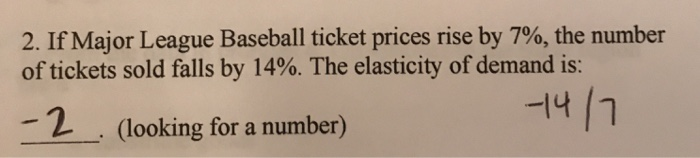 Solved 2. If Major League Baseball ticket prices rise by 7%, | Chegg.com