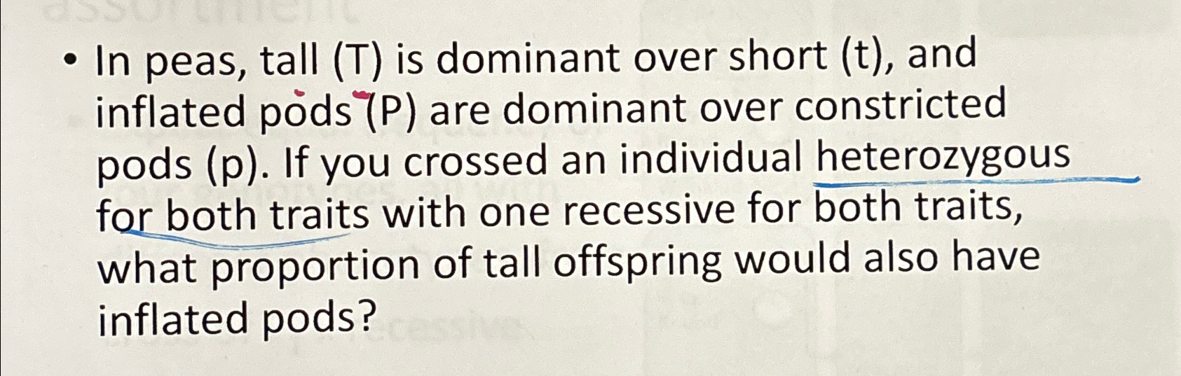 Solved In peas, tall (T) ﻿is dominant over short (t), ﻿and | Chegg.com