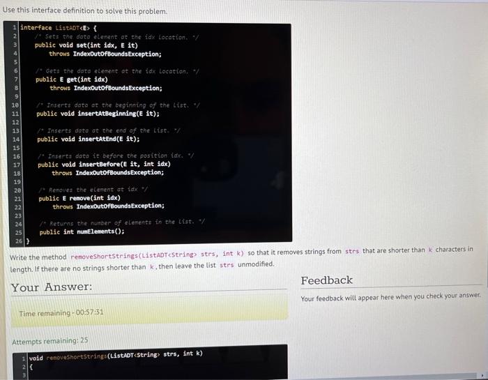 Solved Use this interface definition to solve this problem. | Chegg.com