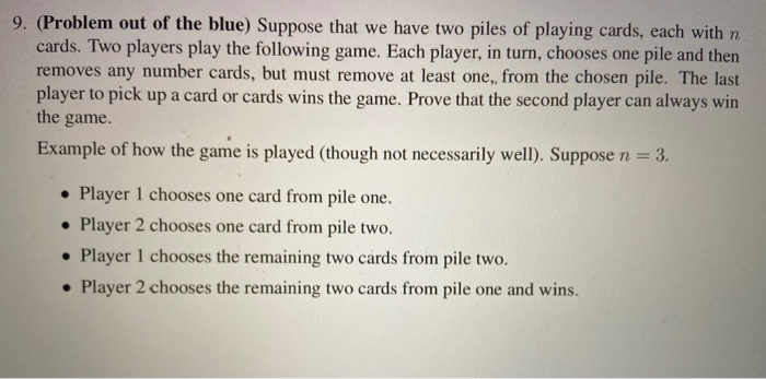 Solved 9. (Problem out of the blue) Suppose that we have two | Chegg.com