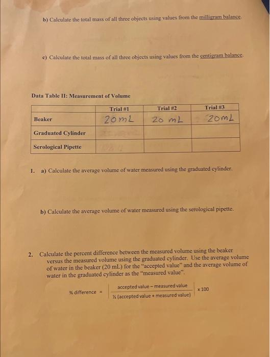 Solved Lab 2 Measurements in the Laboratory All messurements | Chegg.com