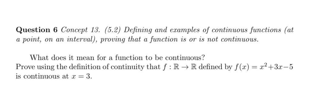 Solved Question 6 ﻿Concept 13. (5.2) ﻿Defining and examples | Chegg.com