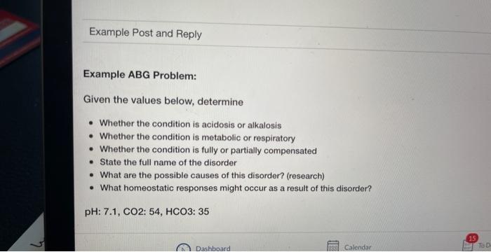 Example ABG Problem: Given the values below, | Chegg.com