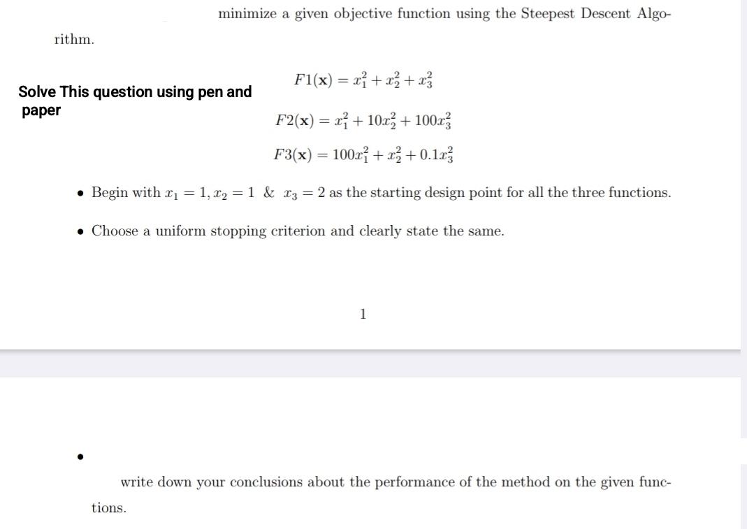 Solved minimize a given objective function using the | Chegg.com