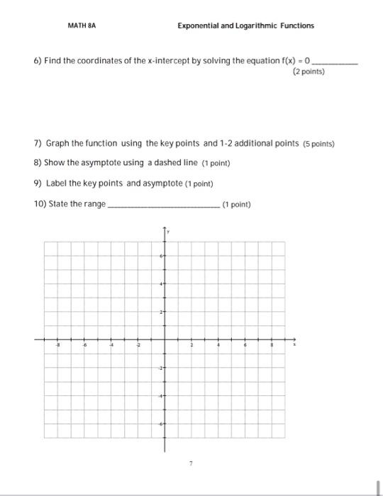 Solved MATH SA Exponential and Logarithmic Functions 2. | Chegg.com