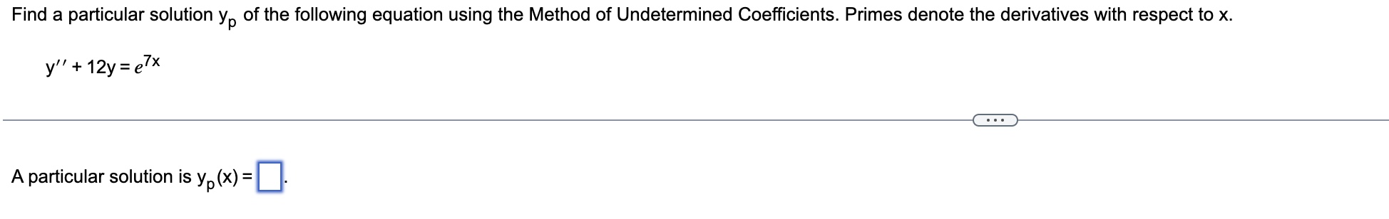 Solved Find a particular solution yp ﻿of the following | Chegg.com