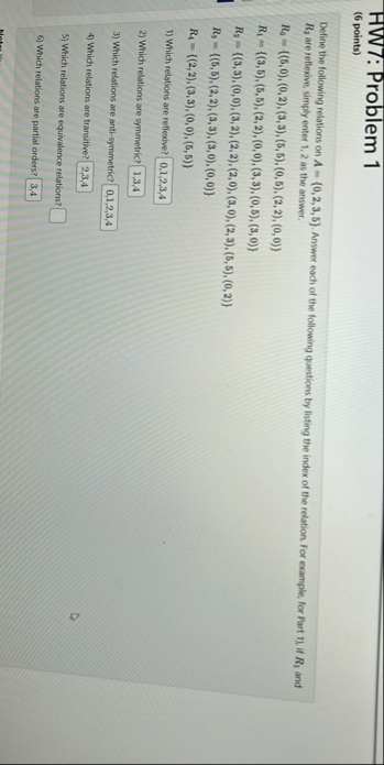 HW7: Problem 1( 6 ﻿points)Define the following | Chegg.com